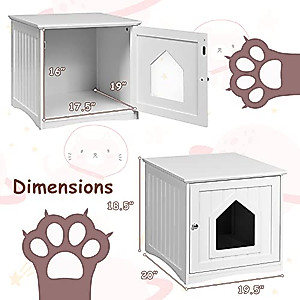 PETSITE Cat Litter Box Enclosure, Hidden Litter Box Furniture, Home Decorative Enclosed Cat House & Nightstand, Indoor Pet Crate, Kitty Washroom Cabinet