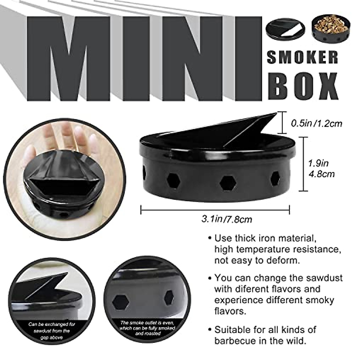 BBQ SMOKER BOX STEEL STAINLESS BBQ smoker box for GRILL Grilling Accessories for Barbecue Meat Smoking