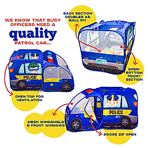 Police Car Pop Up Play Tent with Sound Button for Kids, Toddlers, Boys, Girls, Indoors & Outdoors – Playhouse for Interactive Fun - Foldable, Quick Setup Pretend Play Toys & Gift