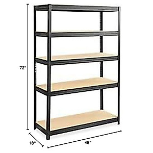 Safco 6246BL Shelving Unit, 48 x 18, Black
