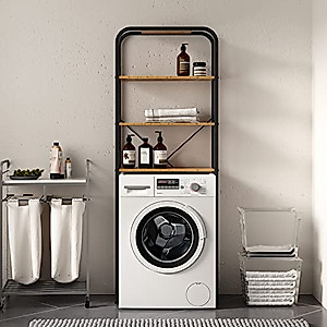 sogesfurniture Over The Toilet Storage, 4 Tier Freestanding Bathroom Organizer, 68’’ Tall Multifunctional Toilet Rack, Compact Bathroom Shelf, Washroom Storage Rack, Rustic Brown