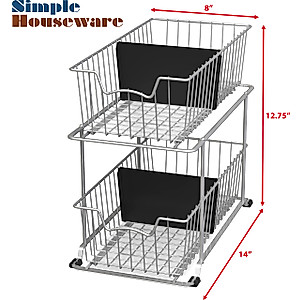 Simple Houseware 2 Tier Cabinet Wire Basket Drawer Organizer, Grey