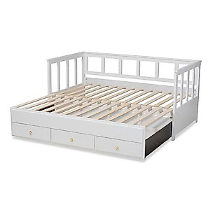 BOWERY HILL White Finished Expandable Twin Size to King Size Daybed