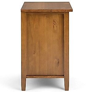 SIMPLIHOME Warm Shaker 24 Inch Wide Night Stand, Bedside table, Light Golden Brown SOLID WOOD, Rectangle, with Storage, 2 Drawers and 1 Shelf, For the Bedroom, Rustic
