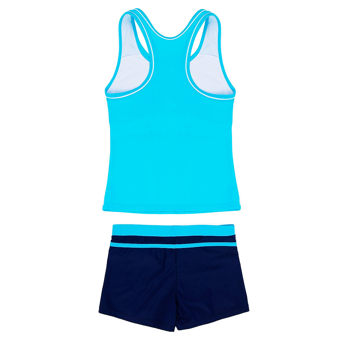 KABETY Little Girls Summer Two Piece Boyshort Fashion Tankini Swimsuit (Blue, 10-11=3XL)