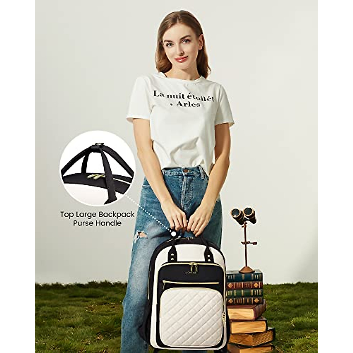 LOVEVOOK Laptop Backpack for Women, Fashion Travel Work Commuter Backpack Purse with USB Port, Lightweight Casual Daypacks, Nurse Teacher College Computer Bag, Fit 15.6" Laptop