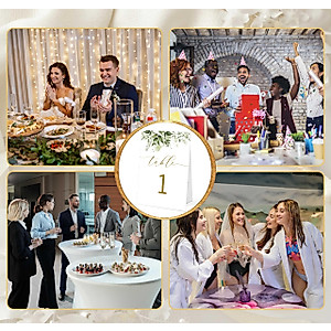 Muruseni Wedding Table Numbers 1-20, Green Leaves Wedding Decor, 4x6 Standing Sign Self-Standing Table Numbers for Bridal Showers, Baby Showers, Special Event, Reception & Decorations