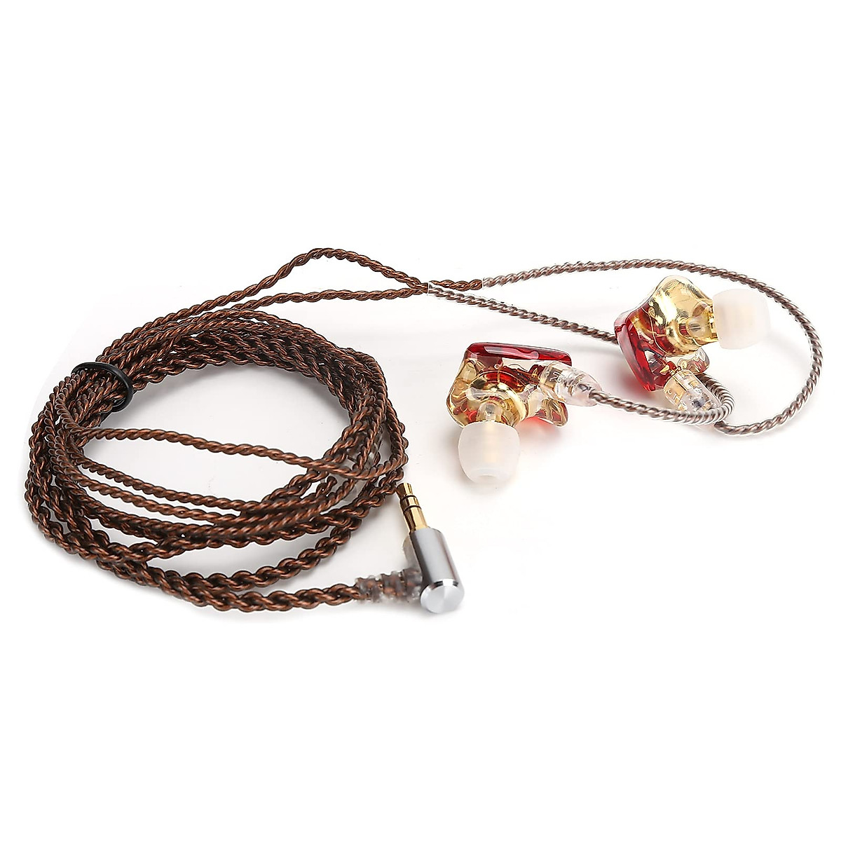 TQKLSM Wired Headset in-Ear Headset Resin Dynamic Earbuds HiFi Monitor Earbuds Wired Headset E-Sports DIY Gaming Earphone(Red)