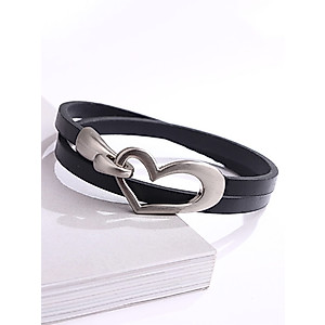 choice of all Leather Bracelets for Women Trendy Heart Charm Bracelet Necklace Leather Warp Bracelet Leather Collar for Women