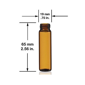 MagnaKoys 3 Dram Amber or Clear Glass Vials w/Polycone Foil Teflon Foam Liner Caps or Droppers (3 Dram w/Standard Liner Cap, Amber, 3)