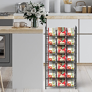Can Rack Organizer 7 Tier Can Storage Dispenser Holds up to 84 Cans for Food Storage Can Storage Rack Holders for Kitchen Cabinet or Pantry, Black