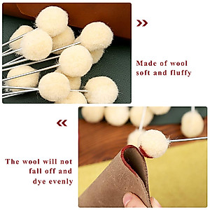 BUTUZE 25 Pcs Wool Daubers Wool Daubers Ball Brush Leather Dye Tool with Metal Handle Wool Daubers for Leather Dyes for DIY Crafts Projects