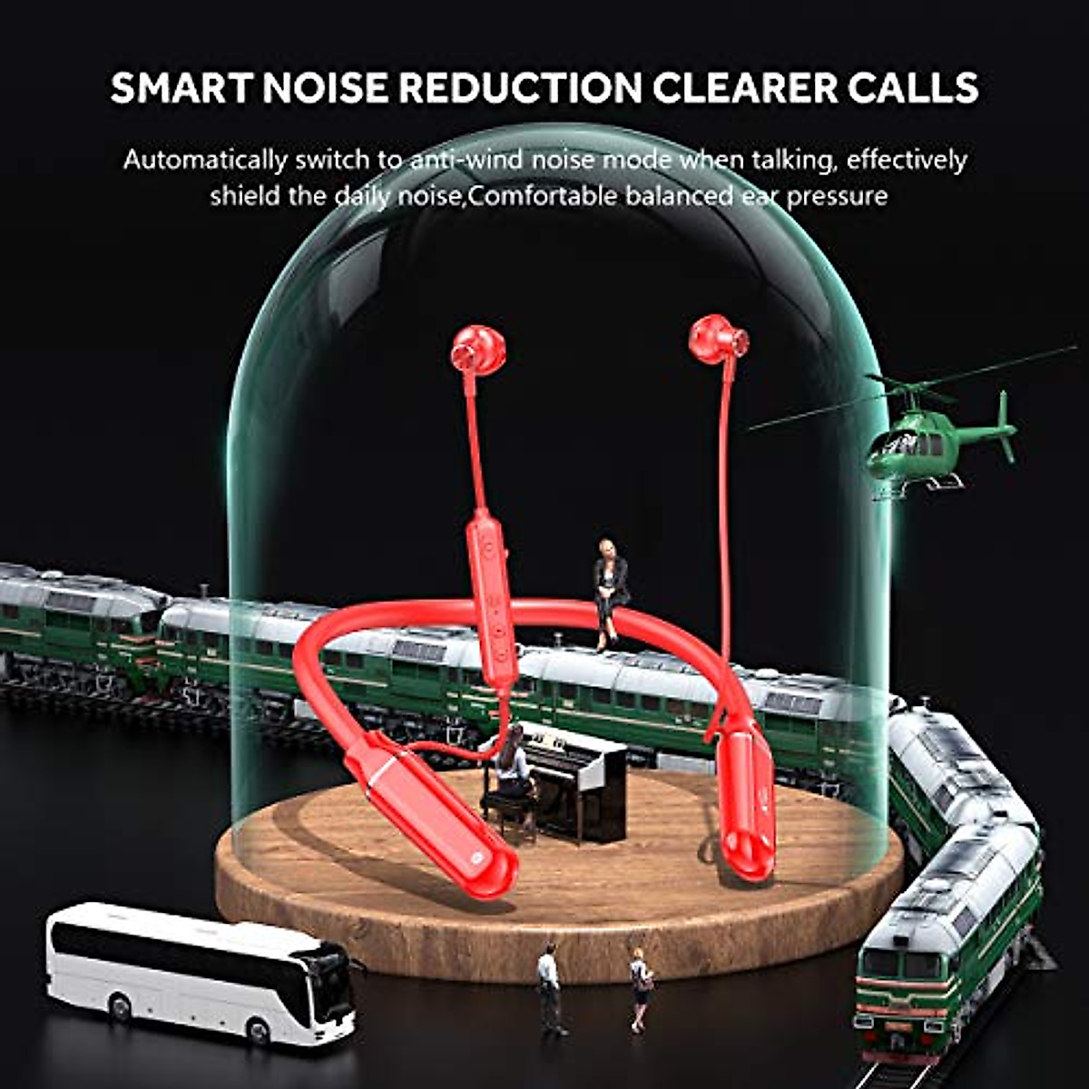 MGGZXR Wireless Neckband Headphones Bluetooth Neckband Headsets 100 H Playtime/360 Days Standby, Neckband Earbuds Built-in Mic Sports Noise Cancelling for Help Sleep/Audio Books/Video Conference