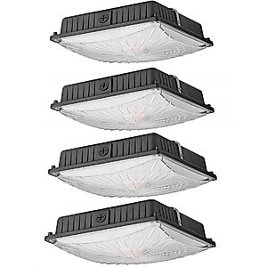 1000LED LED Canopy Lights, 45W (4 Pack), Ceiling Fixtures 5300LM Daylight 5000K, 175W HID/HPS Replacement, Waterproof IP65 Gas Station and Garage Light