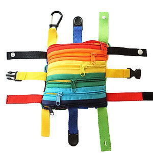 SENSORY4U Buckle Pillow Sensory Fine Motor Development Toy Activity Plushie - OT Therapy Tool Threading Counting Latches Zipper Skills