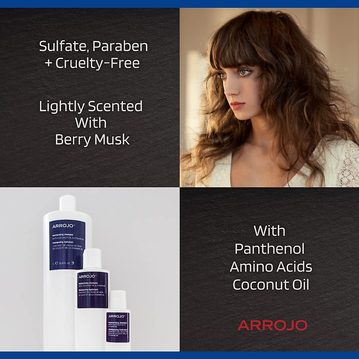 ARROJO Moisturizing Shampoo – Women’s & Men’s Shampoo w/Coconut Oil & Vitamin B5 – Shampoo for Dry Hair or Damaged Hair - Strengthening Hair Shampoo for Vitality & Body