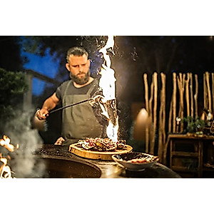 Forged Churrasco Flambadou, Cast Iron, Olive Wood