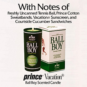 Vacation Ball Boy Tennis Home Scented Candle by Prince x Sunscreen, Premium Soy Blend Wax, 65-Hour Long Burning, Luxury Gift Set, Aromatherapy Candle, Gifts for Men & Women, 8oz