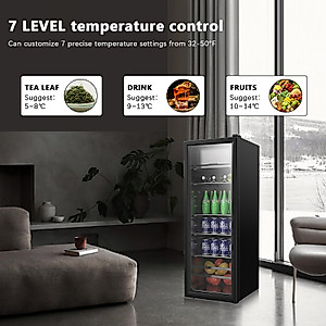 Kazigak FLB-120 Refrigerator, 4.23 Cu.Ft Beverage, Drink Fridge with Glass Door, Black