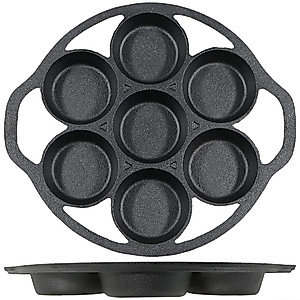 Sunnydaze Cast Iron Drop Biscuit Pan, Pre-Seasoned, 11-Inches, 7-Mold