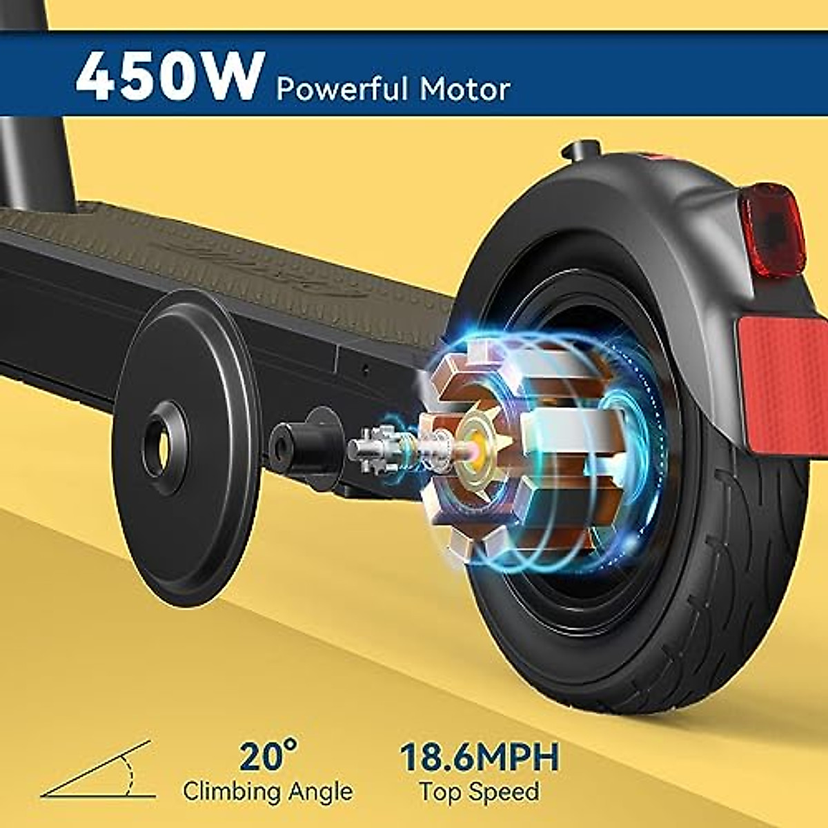 ESKUTE MAX Electric Scooter, Powerful 450W Motor, 30 Miles Range, 18.6 MPH Speed, 10" Pneumatic Tires Electric Scooter Adults, 265 lbs Max Load, Folding Commuter E Scooter with Double Braking System