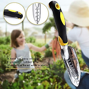 MorTime Set of 5 Garden Tool Set, Aluminum Gardening Work Kit with Soft Rubber Ergonomic Handle Hand Tools Succulent Tool Set Outdoor Gardening Tools