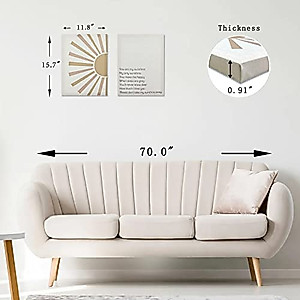 Anyzal Boho Sun Canvas Wall Art, Modern Bohemia Sunset Sunrise Wall Art Canvas Prints Ready to Hang, Geometric Sunshine Wall Decor for Living Room, Bedroom (11.8" W x 15.7" H x 2 PCS)