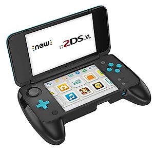 MoKo Handle Grip Compatible with Nintendo New 2DS XL, Anti-Slip Protective Grip with Stand Compatible with Nintendo New 2DS XL/LL (2017) - Black