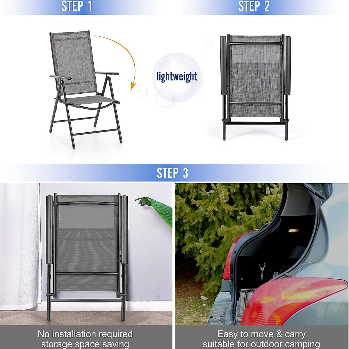 PHI VILLA 7 Piece Outdoor Dining Set with Umbrella, Patio Furniture Dining Set with Foldable Patio Chairs & Outdoor Table for Yard & Garden