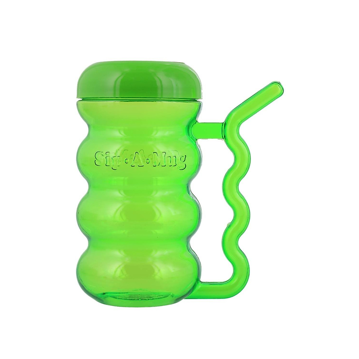 Arrow Sip-A-Mug Translucent Plastic Bottle with Built in Straw Handle, 14oz- Neon Pink, Neon Blue and Neon Green (3 Pack)