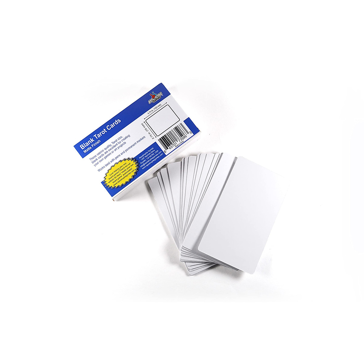 Apostrophe Games Tarot Size Blank Playing Cards (Matte Finish) 4.72" x 2.76", 80 Blank Cards and Blank Box, Flash Cards, Board Game Cards, Study Guide & Note Cards