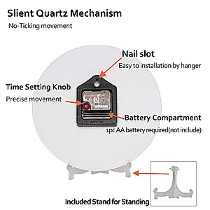 Wall Clocks for Living Room Decor 10 Inch Silent Non-Ticking Wall Clocks Battery Operated Round Hanging Clock Real Wood for Home/Office/Kitchen/Classroom/School Cat Pattern