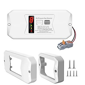 RV Propane Gas Detector, Aprvtio ALD-20 Digital RV Propane/LPG Gas Alarm 12V, 85dB Alarm, for Trailer, Motorhome,Motor Coach, Truck Camper, Equipped with 3 Brackets,Easy to Install,White