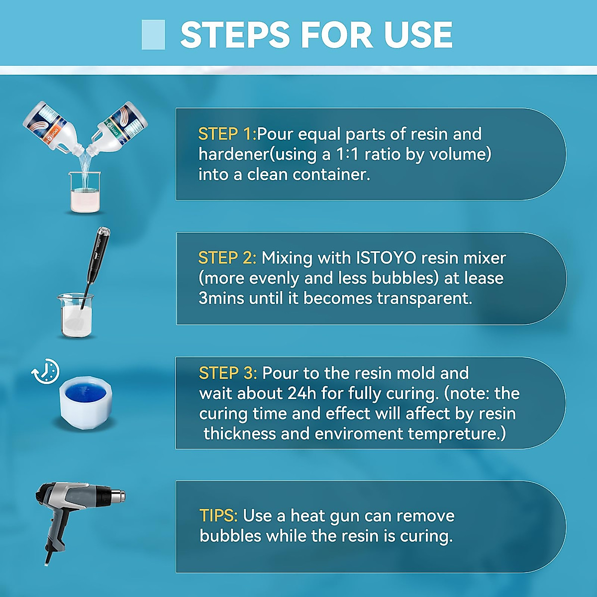 ISTOYO Epoxy Resin, 1 Gallon Crystal Clear No Bubbles Epoxy Resin Kit, Fast Curing Epoxy Resin for Table Tops, Coating, Casting, Jewelry Making, DIY Art Crafts, Cast Coating Wood