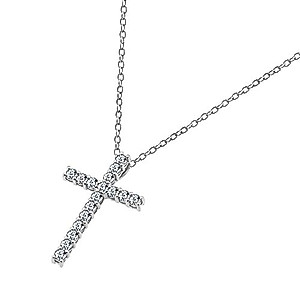 Amazon Essentials Platinum-Plated Sterling Silver Cross Pendant Necklace set with Infinite Elements Cubic Zirconia (2 cttw), 18" (previously Amazon Collection)