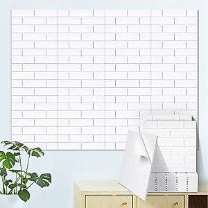 Tutmyrea 12 PCS Soundproof Wall Panels, 12 X 12 X 0.4 Inches Acoustic Panels, Self-adhesive Sound Absorbing Panel, Brick Pattern, Sound Dampening Panels for home, studio, Recording studio(White)