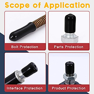 Hilitchi 48 Pcs Black Vinyl Flexible Pipe Post Bolt Screw Rubber Thread Protector Cover Pipe Post Rubber End Caps(1/4inch to 1 1/2inch)