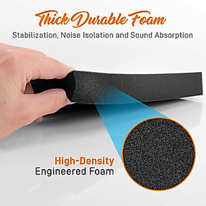 Pyle Sound Dampening Riser Foam-Audio Acoustic Noise Isolation Platform Recoil Stabilizer w/Rubber Base Pad for Studio Monitor, Subwoofer, Loud Speakers, Sold in 2 Pairs PSI03X2, Black, 4 Pack