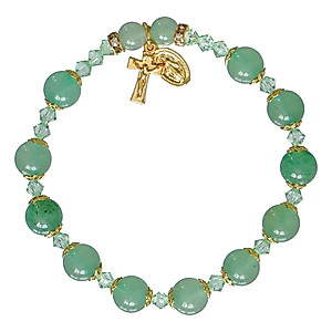 Green Jade/Gold Trim 8mm Rosary Bracelet