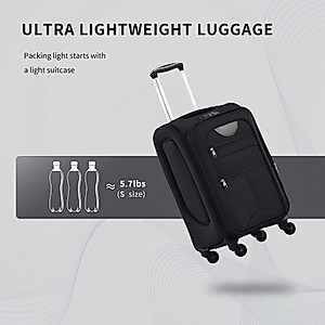 Merax Softside Luggage Set, Travel Suitcase Expandable Lightweight, 3 Piece Luggage Sets with Spinner Wheels 22" 26" 30" Suitcase with TSA Lock (Black)