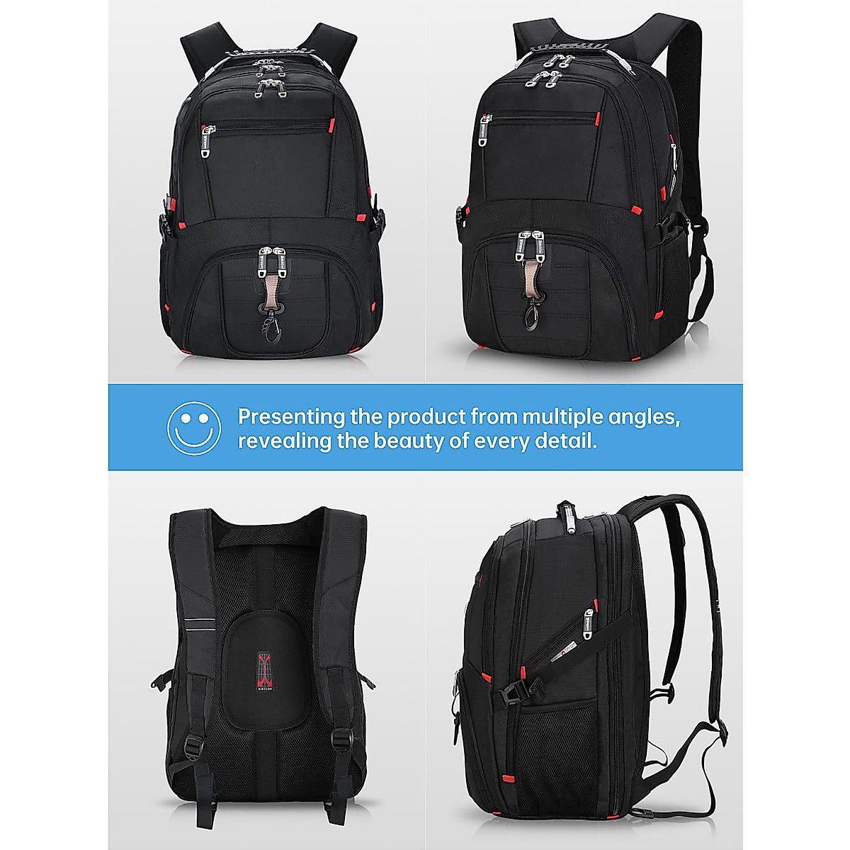 SWICKY Travel Laptop Backpack 15.6 inch Large 40L Computer Bookbag Durable and Wear-Resistant College Backpacks, Business Work Waterproof Backpack With Pockets & USB Port, Gifts for Men/Women Black.