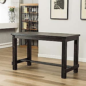 Roundhill Furniture Aneta Antique Black Finished Wood 5-Piece Counter Height Dining Set, Gray