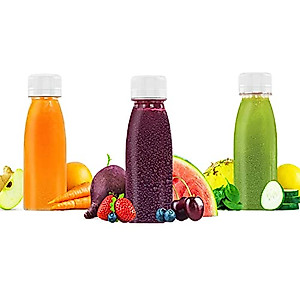 BallHull 4 OZ Plastic Juice Bottles with White lid, Reusable Clear Bulk Beverage Containers for Juice, Milk and Other Homemade Beverages, 6 Pcs.