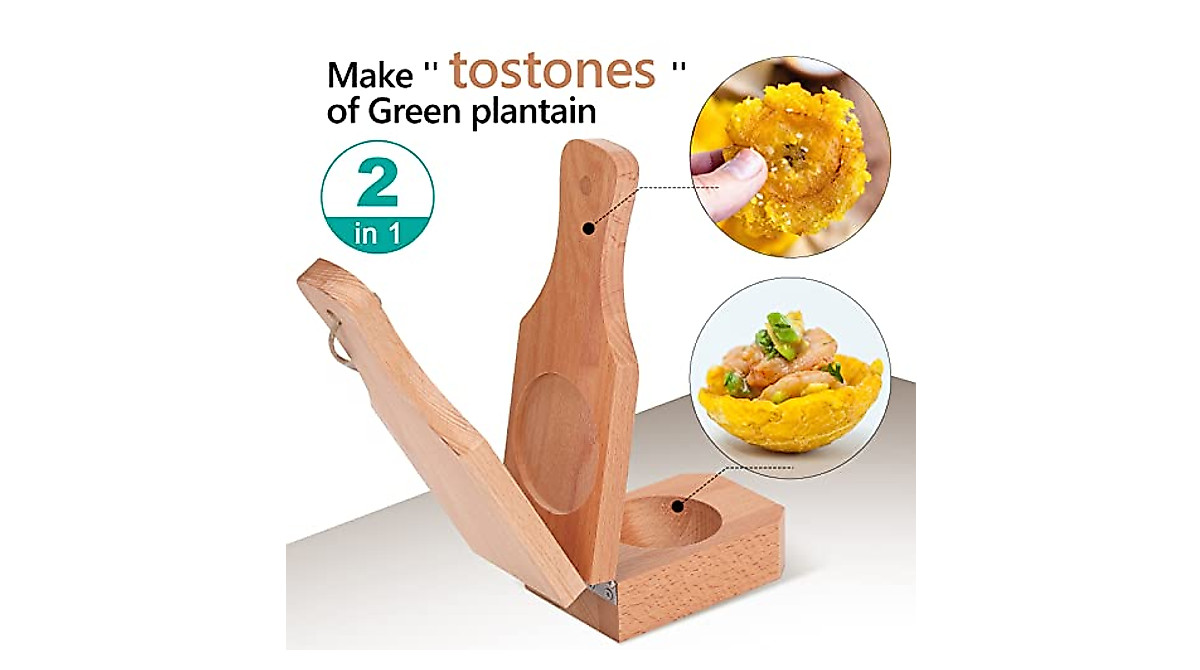 Wooden Plantain Press & Tostones Maker – 2-in-1 Caribbean Crisps