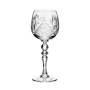 GIFTS PLAZA Set of 2 Vintage Russian Crystal Classic Red Wine Goblets on a Stem 8"H, Old-Fashioned Glassware