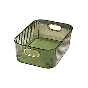 Rectangular Storage Basket, Acrylic Sundries Snack Box Bins Desktop Pantry Organizer, Cosmetic Makeup Storage Containers for Bathroom(S,Green)