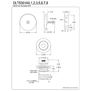 Kingston Brass DLT5301A0 Made to Match Twist and Close Tub Drain Conversion Kit, Matte Black 2.25 x 3.13 x 2.75