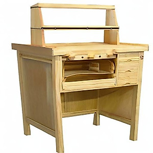 Deluxe Solid Wooden Jewelers Bench Set with Mountable Storage Shelf Organizer Tool Rack Jewelry Making Studio Kit