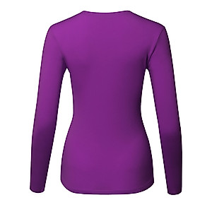 STARJJ Womens Basic Active Slim Fit Scoop Neck Long Sleeve T-Shirt Top (S-2XL) PURPLE L