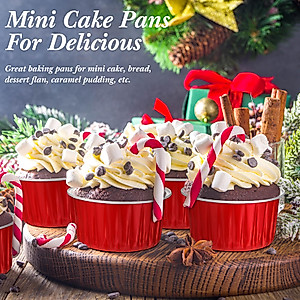 Gejoy 400 Pcs Disposable Ramekins 5 oz Aluminum Foil Baking Cups with Lids Mini Creme Brulee Cupcake Liners Muffin Pans Flan Mold Dessert Tin Container for Wedding Birthday Party(Red)